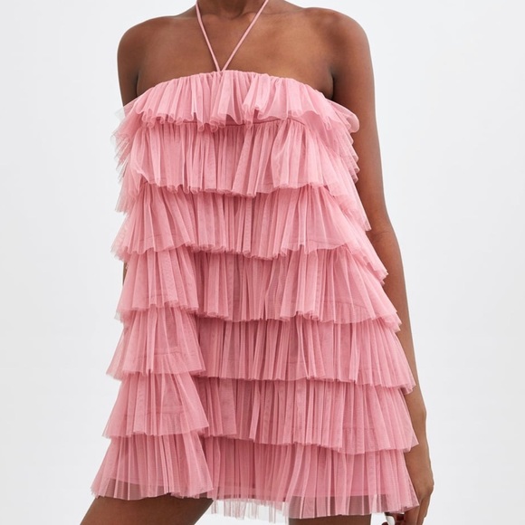 Zara | Dresses | Zara Limited Edition Pink Ruffled Tulle Dress | Poshmark